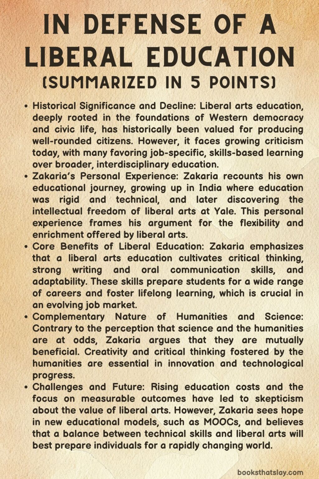 In Defense Of A Liberal Education Summary and Analysis