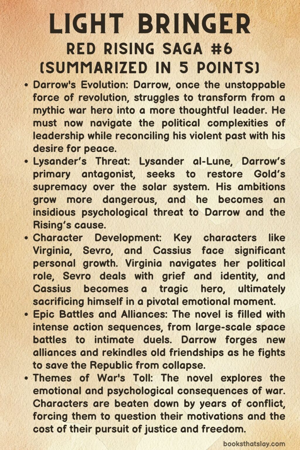 Light Bringer by Pierce Brown Summary, Characters and Themes