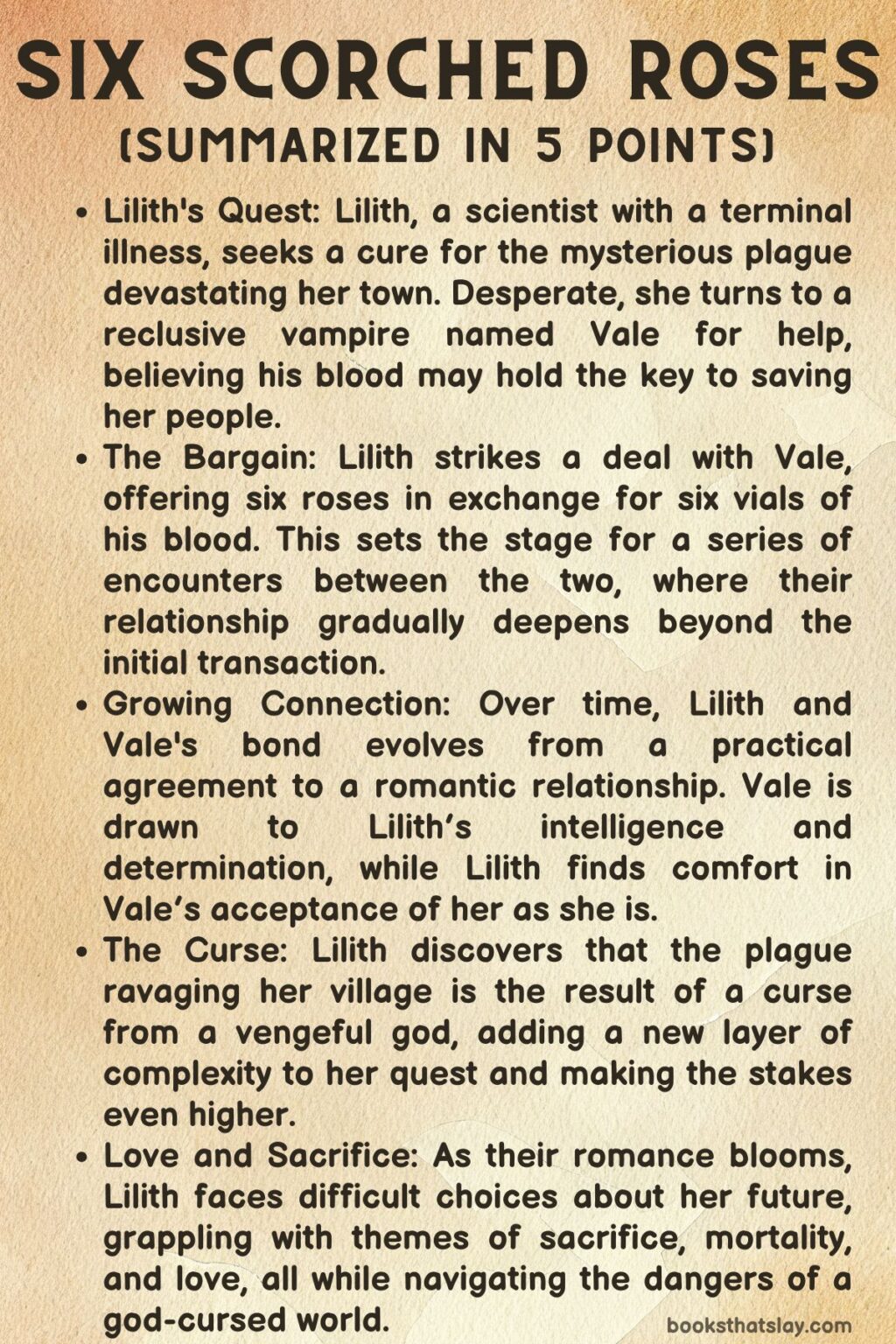 Six Scorched Roses by Carissa Broadbent Summary, Characters and Themes