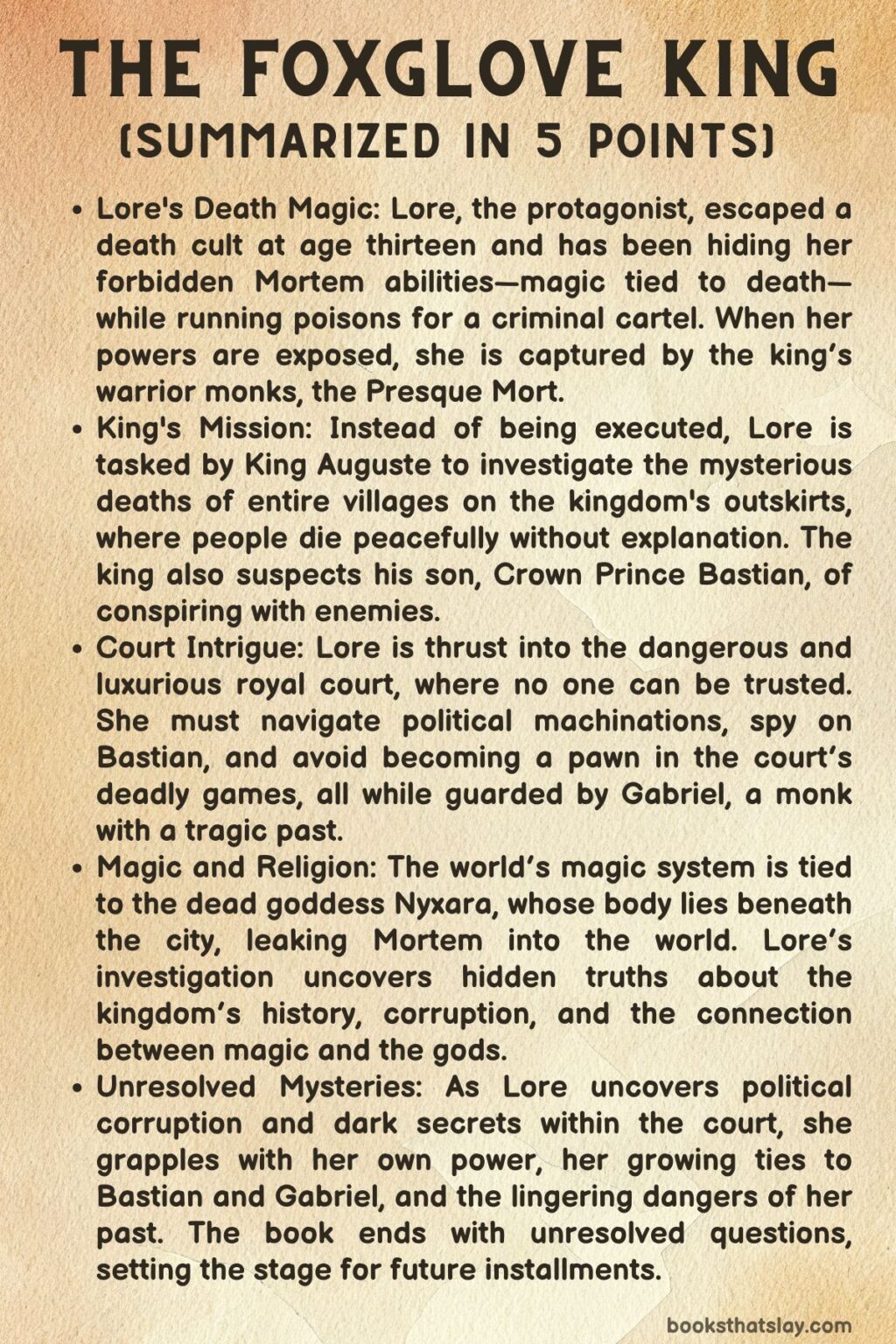 The Foxglove King Summary, Characters and Themes