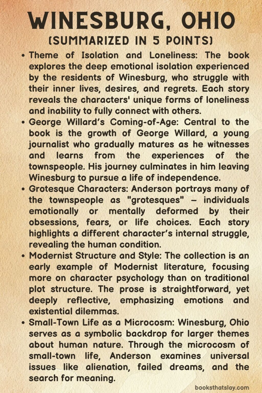 Winesburg, Ohio by Sherwood Anderson Summary and Analysis