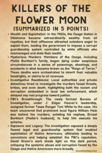 Killers of the Flower Moon Summary, Characters and Themes