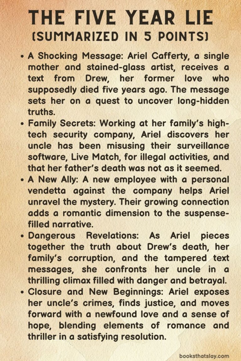 The Five Year Lie Summary, Characters and Themes
