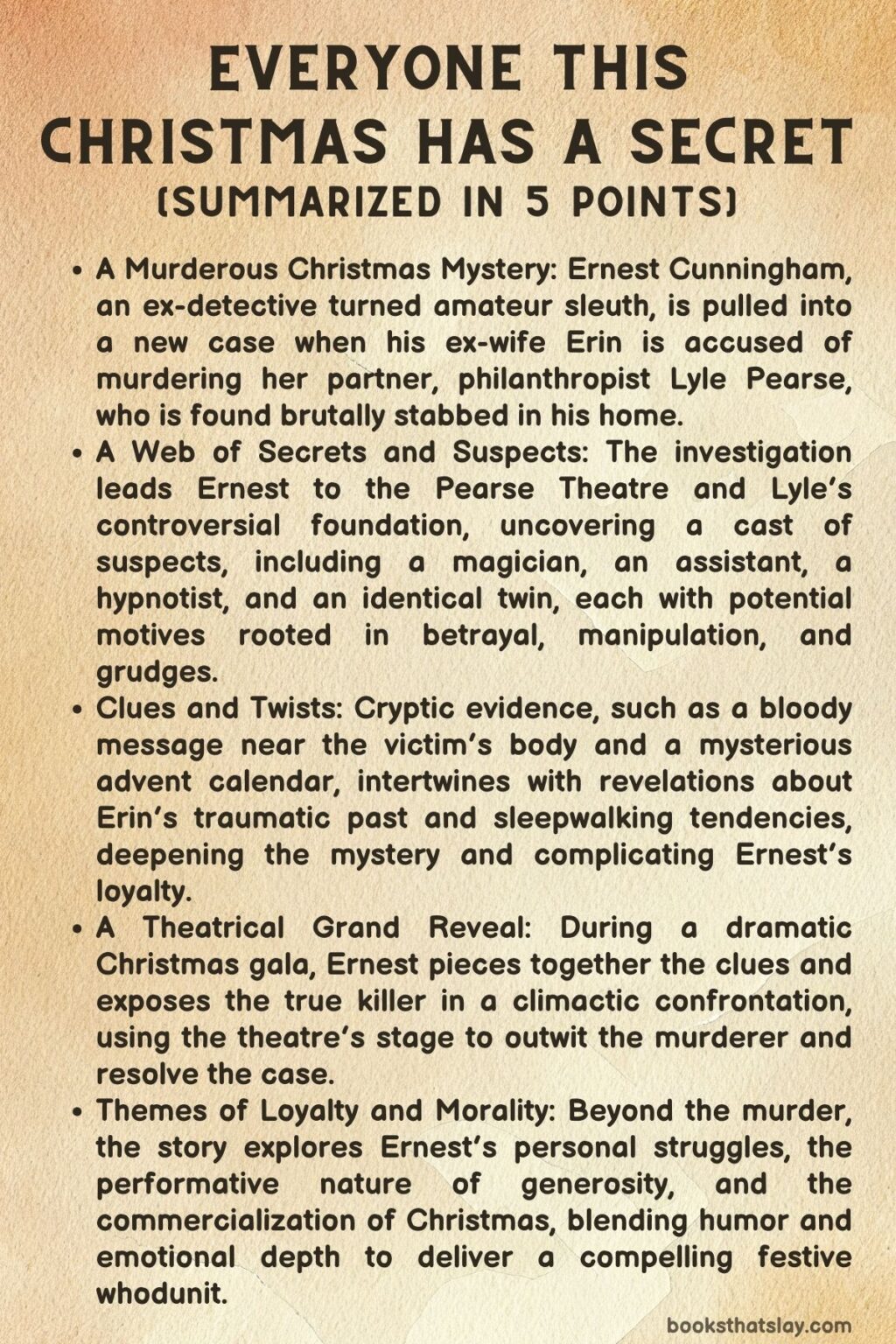 Everyone This Christmas Has a Secret Summary, Characters and Themes