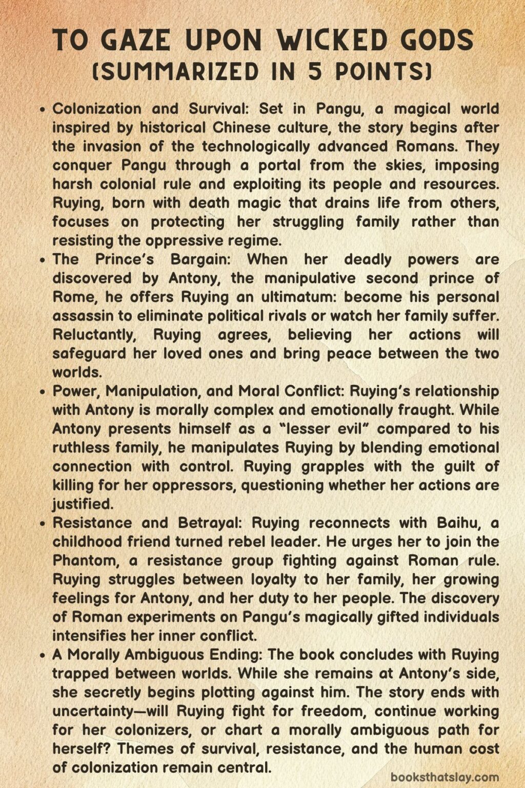 To Gaze Upon Wicked Gods Summary, Characters and Themes