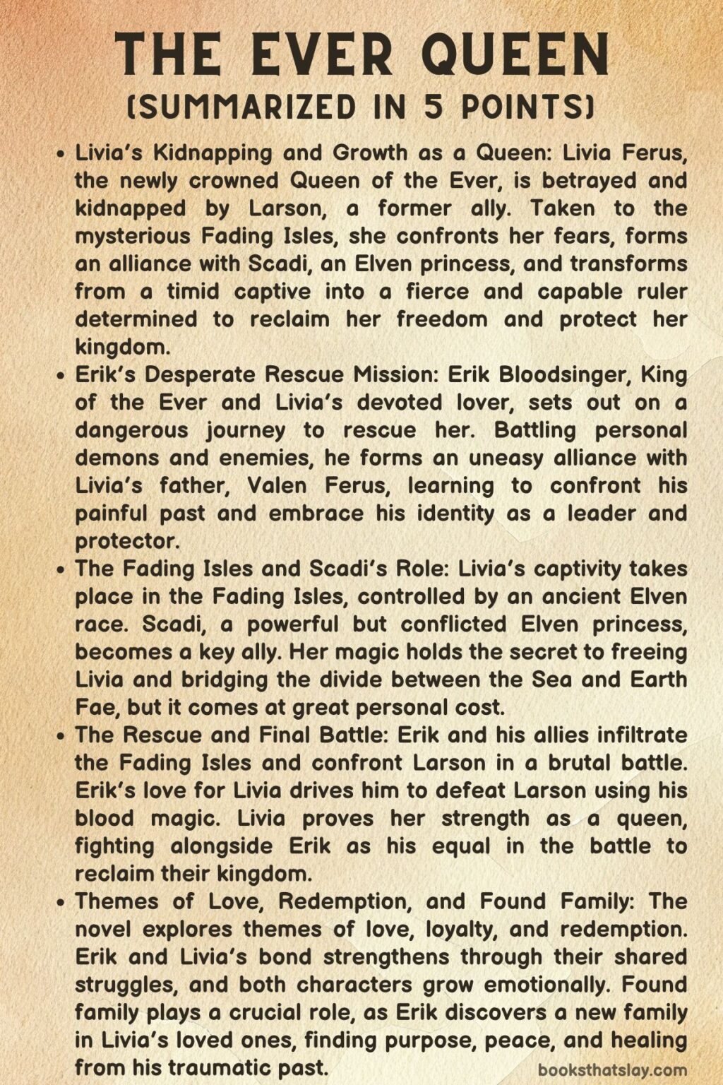 The Ever Queen by L.J. Andrews Summary, Characters and Themes