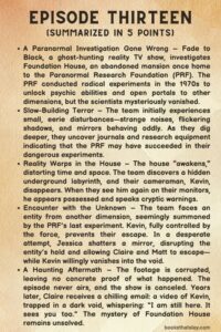 Episode Thirteen Summary, Characters and Themes