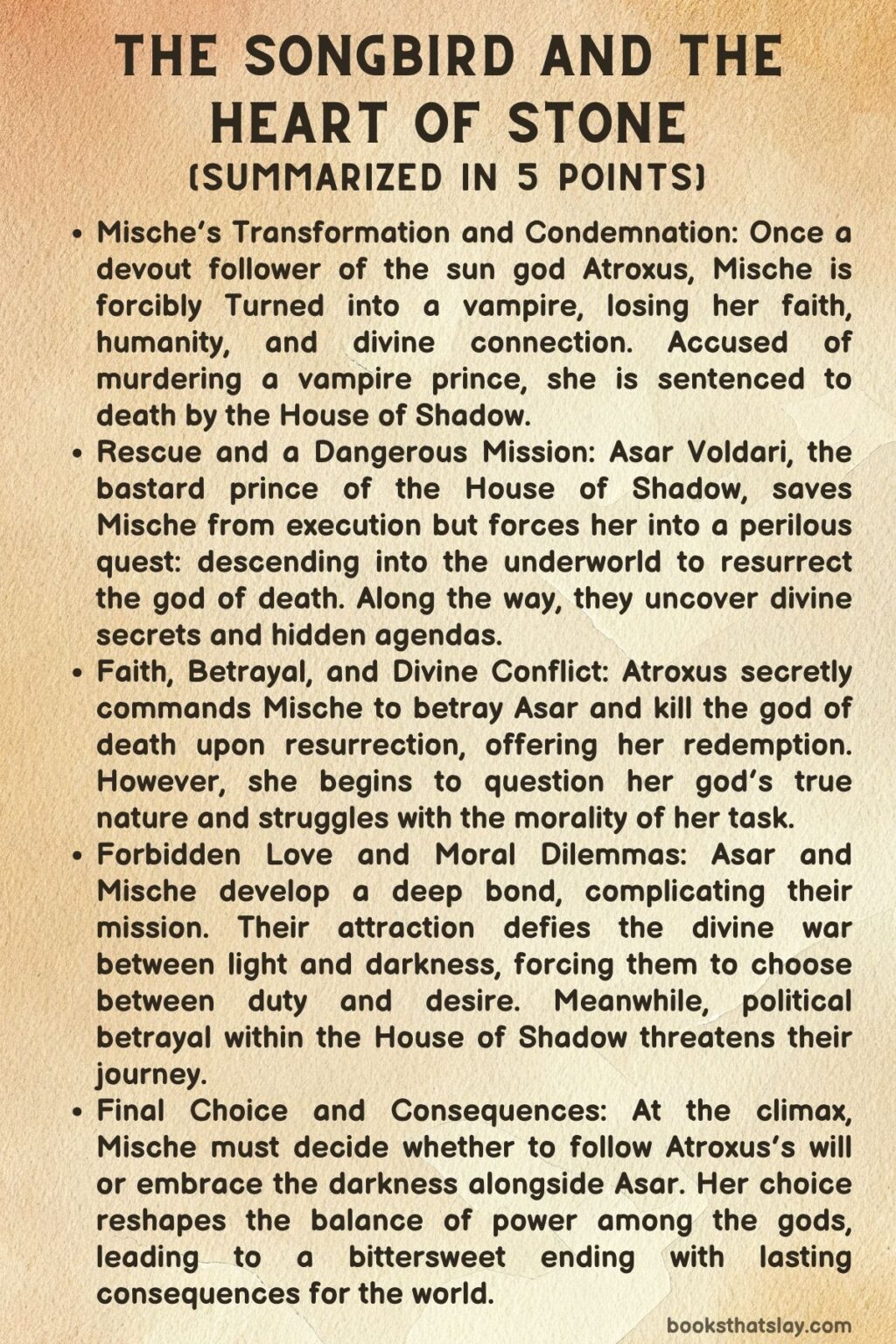 The Songbird and the Heart of Stone Summary, Characters and Themes