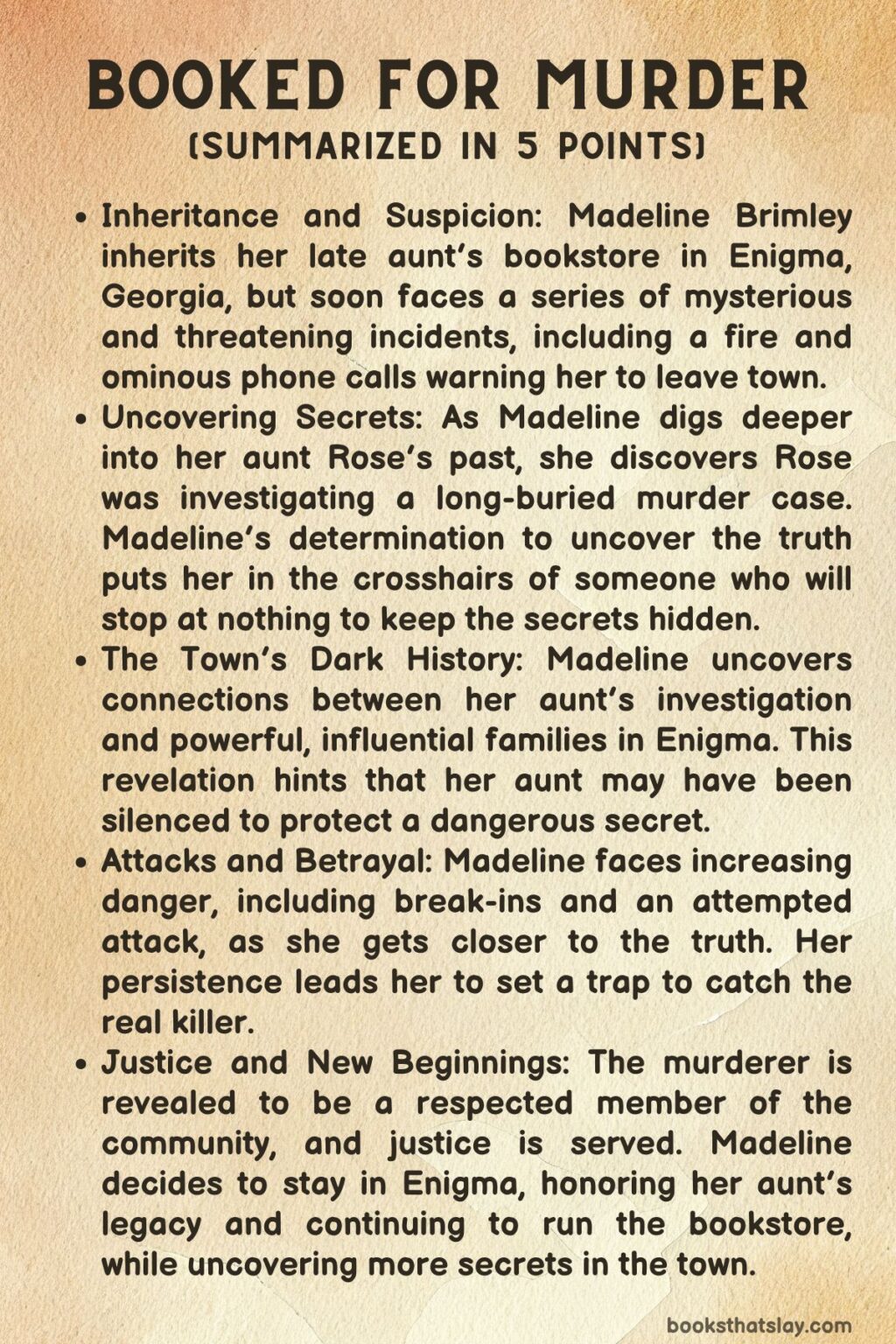 Booked for Murder Summary, Characters and Themes