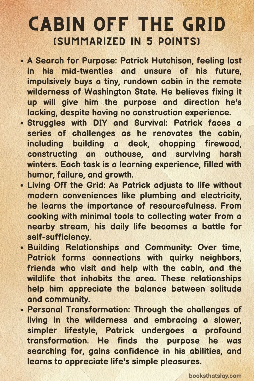 Cabin: Off the Grid Summary, Analysis and Themes