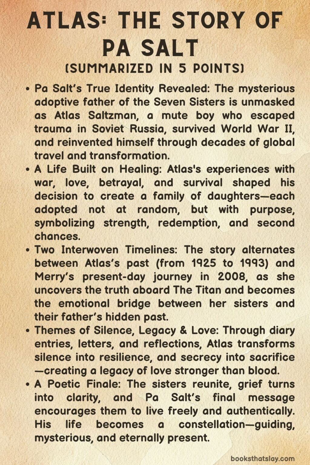 Atlas: The Story of Pa Salt Summary, Characters and Themes