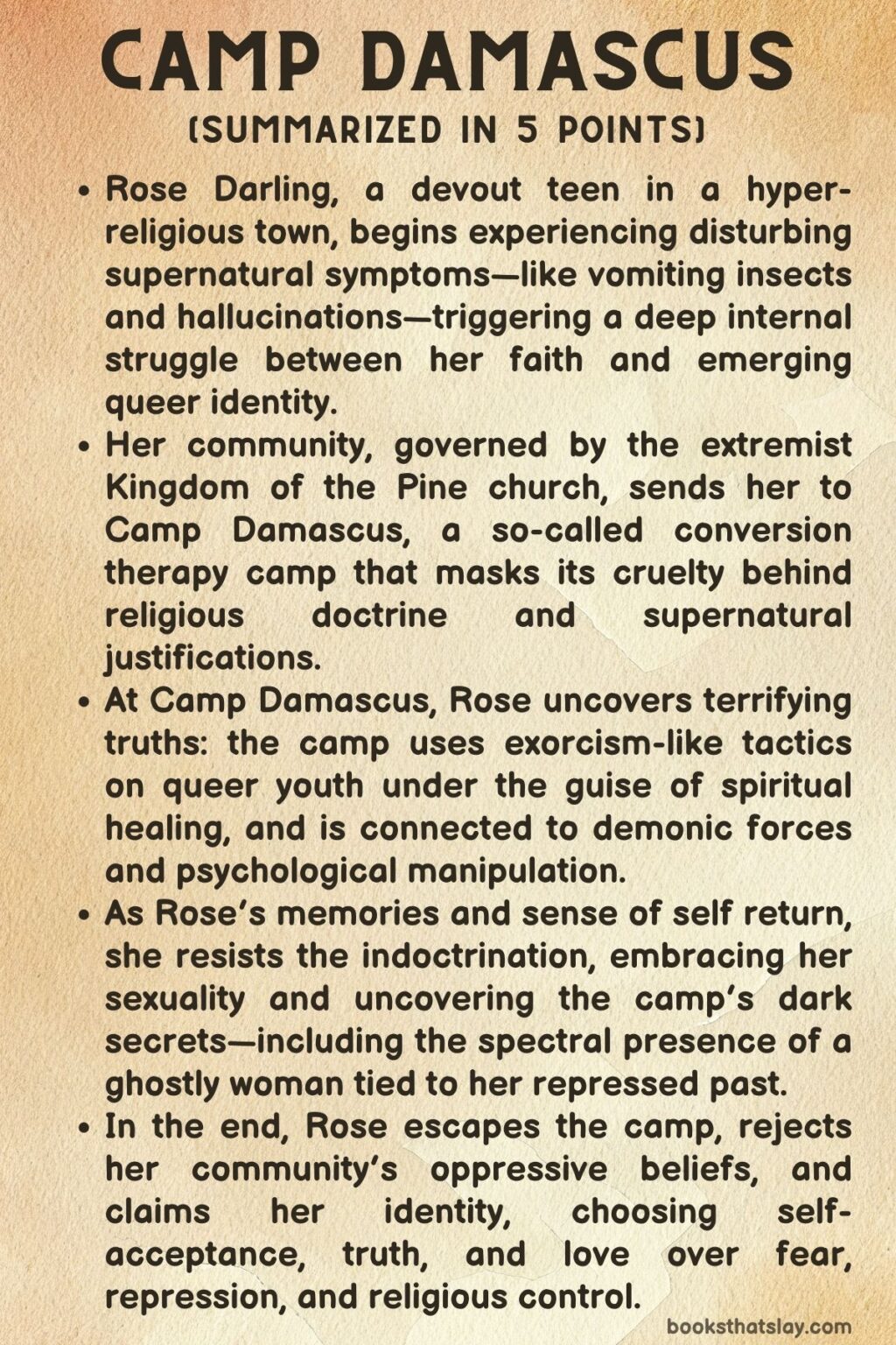Camp Damascus Summary, Characters and Themes