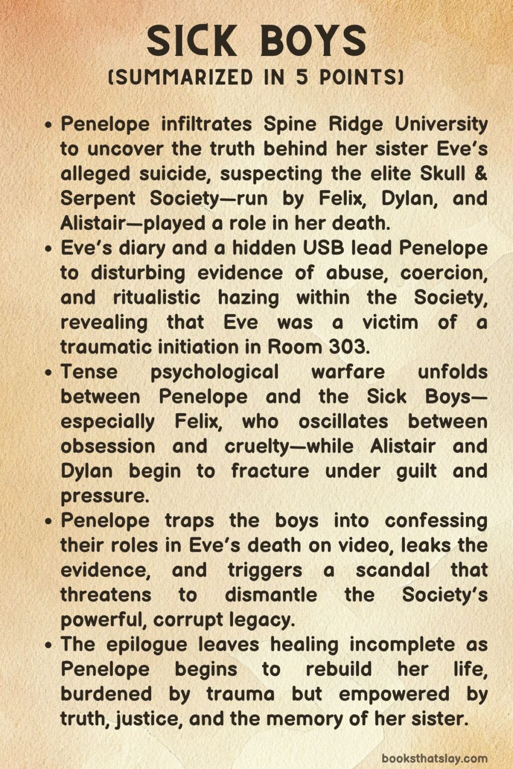 Sick Boys Summary, Characters and Themes