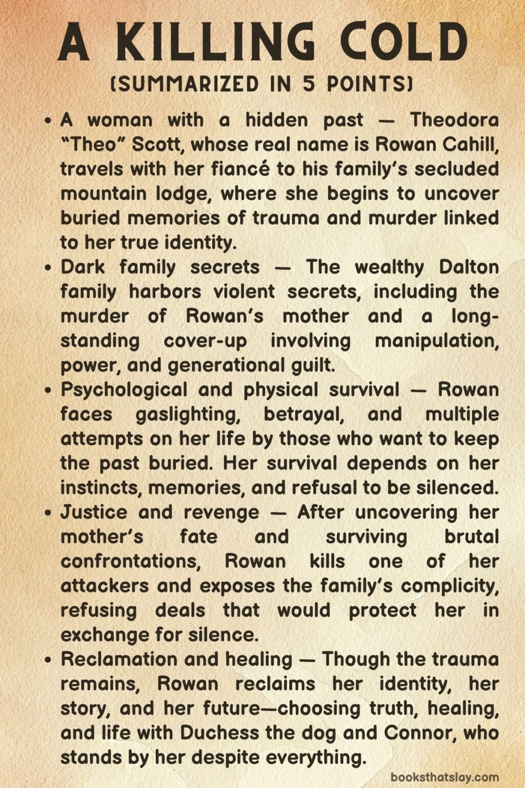 A Killing Cold Summary, Characters and Themes