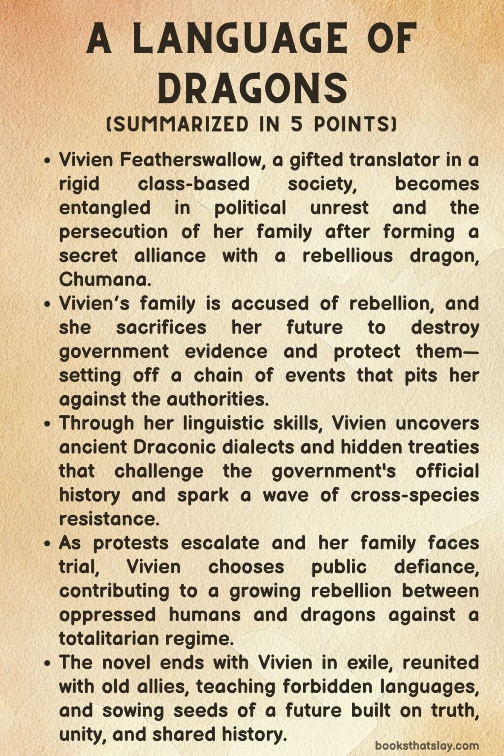 A Language of Dragons Summary, Characters and Themes