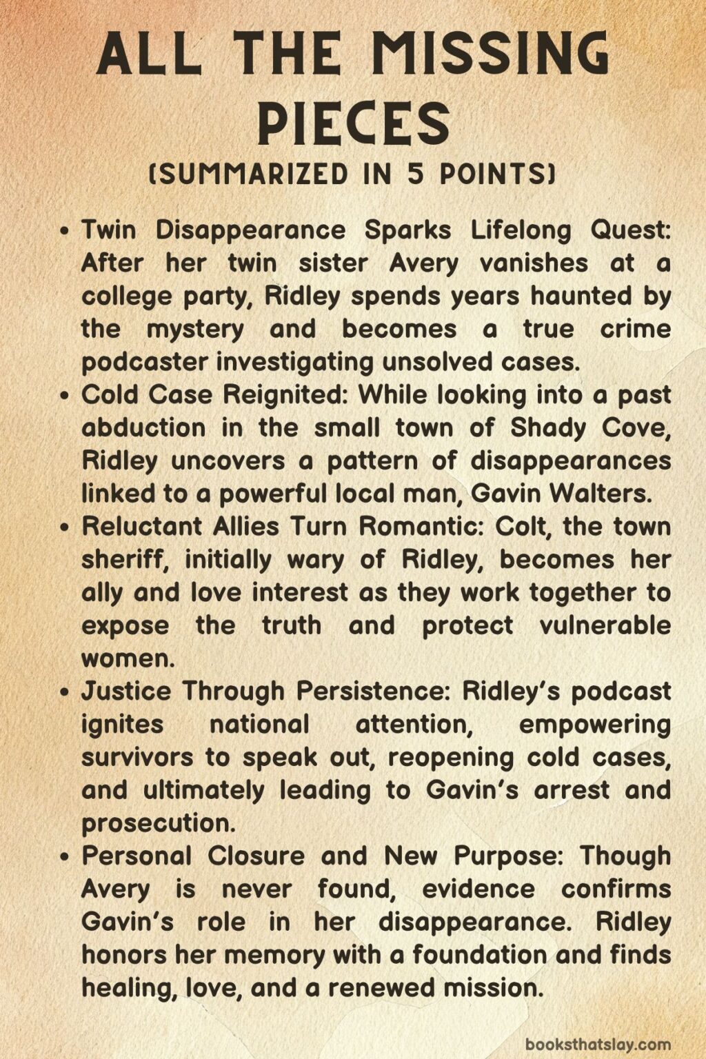 All the Missing Pieces Summary, Characters and Themes