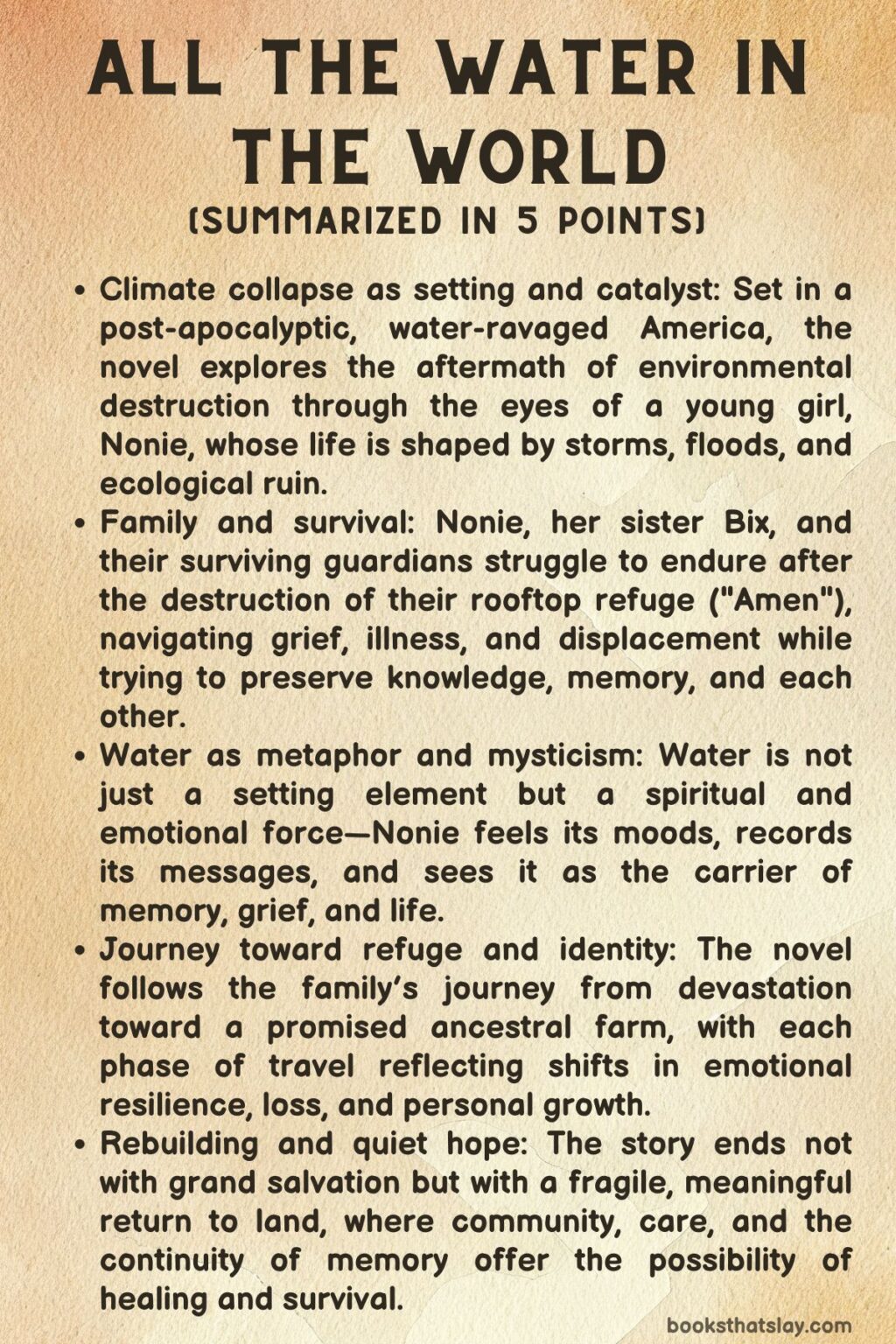 All the Water in the World Summary, Characters and Themes