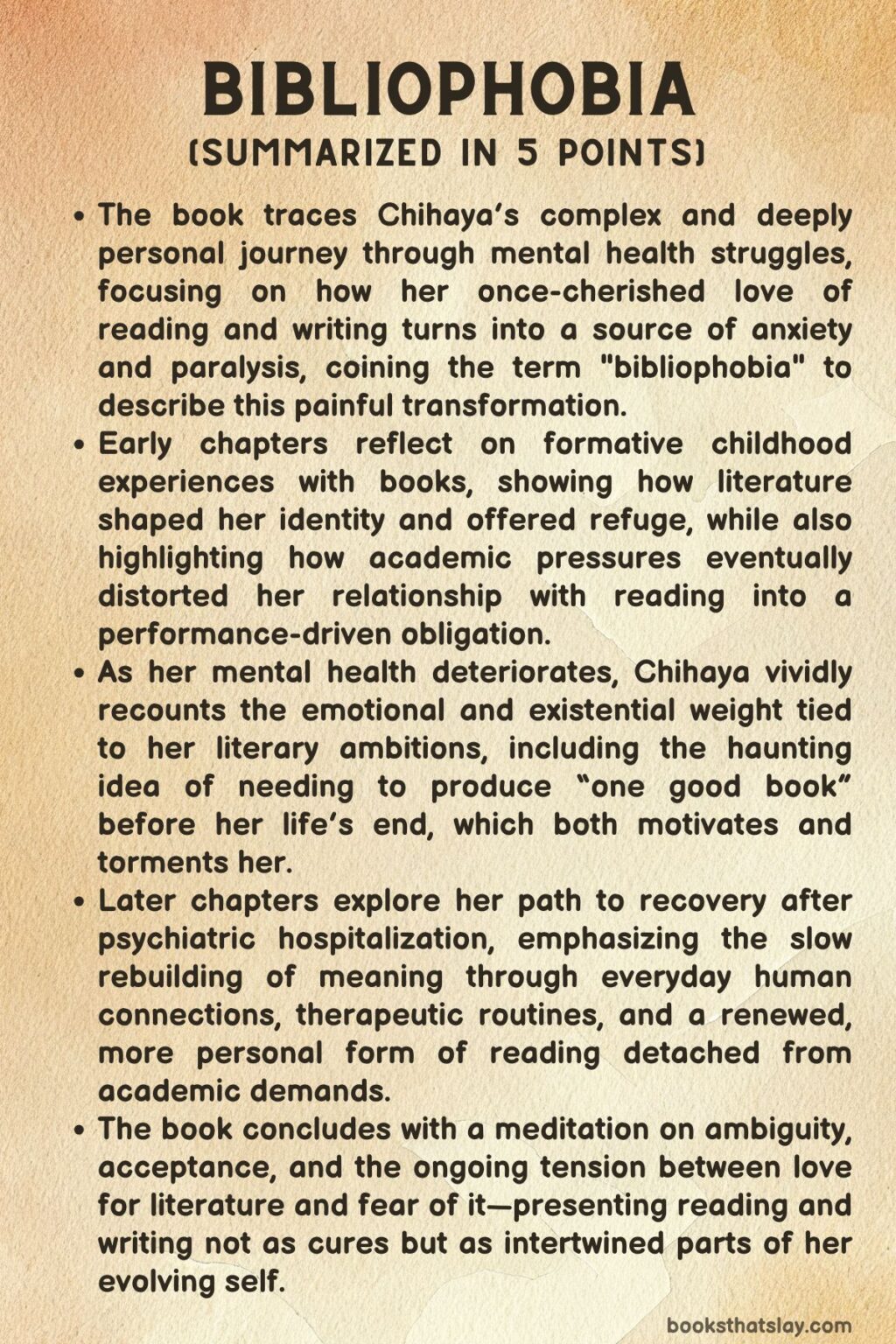 Bibliophobia by Sarah Chihaya Summary and Analysis