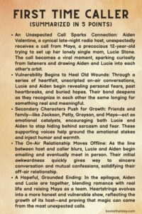 First Time Caller Summary, Characters and Themes