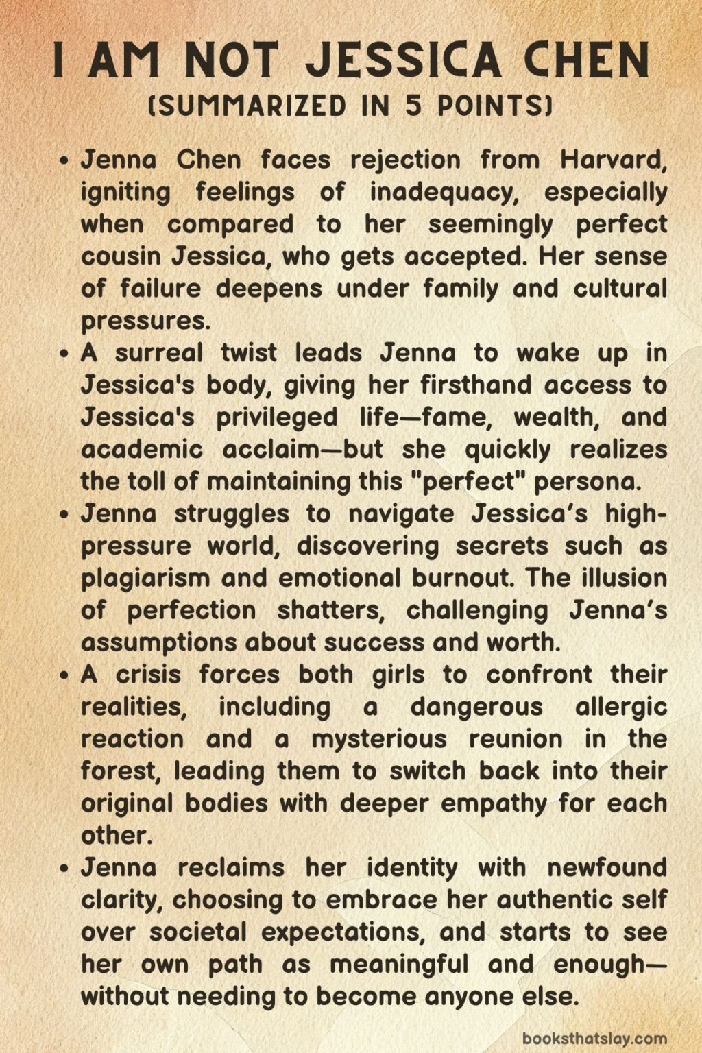 I Am Not Jessica Chen Summary, Characters and Themes