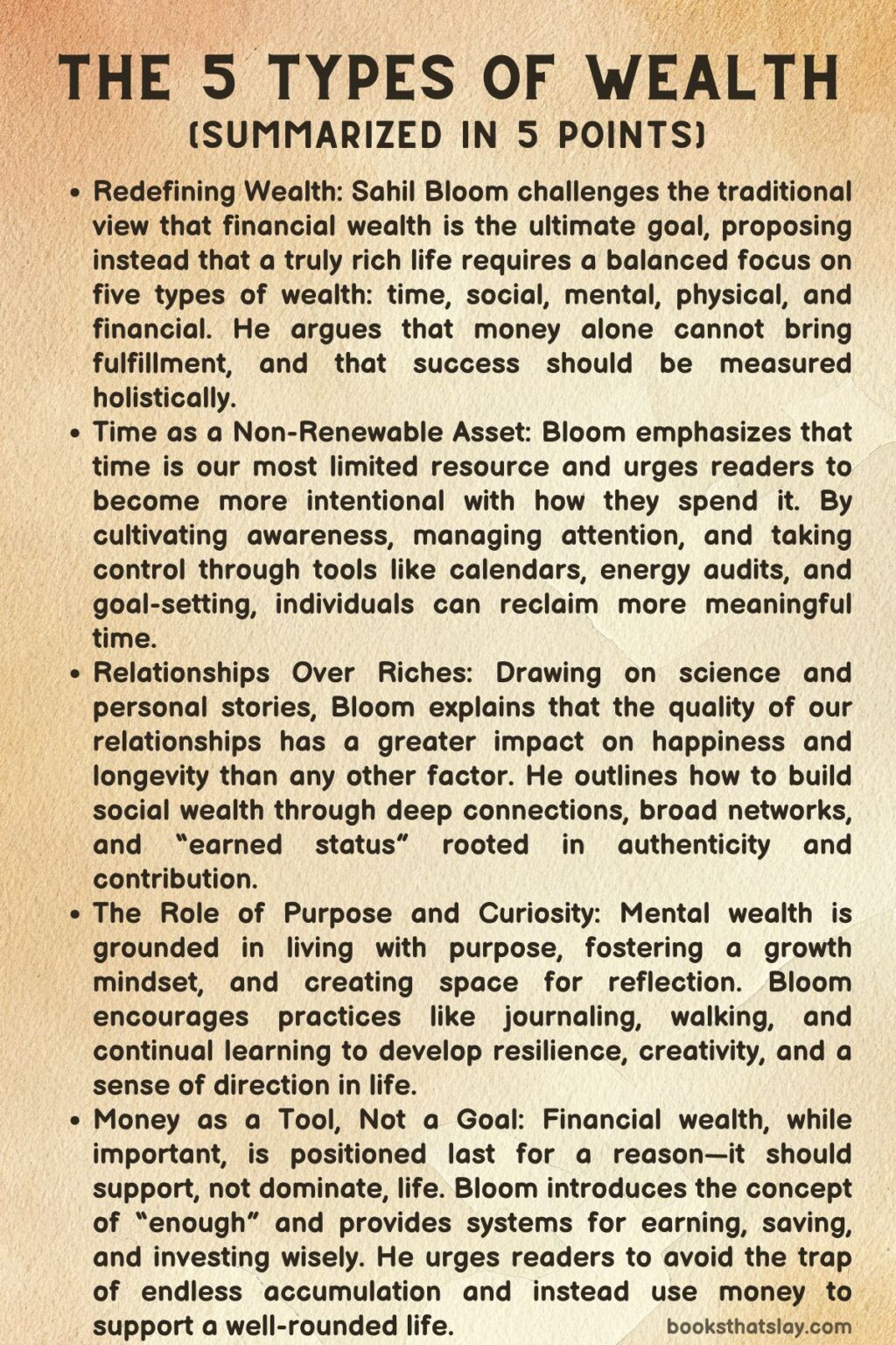 The 5 Types of Wealth Summary and Analysis