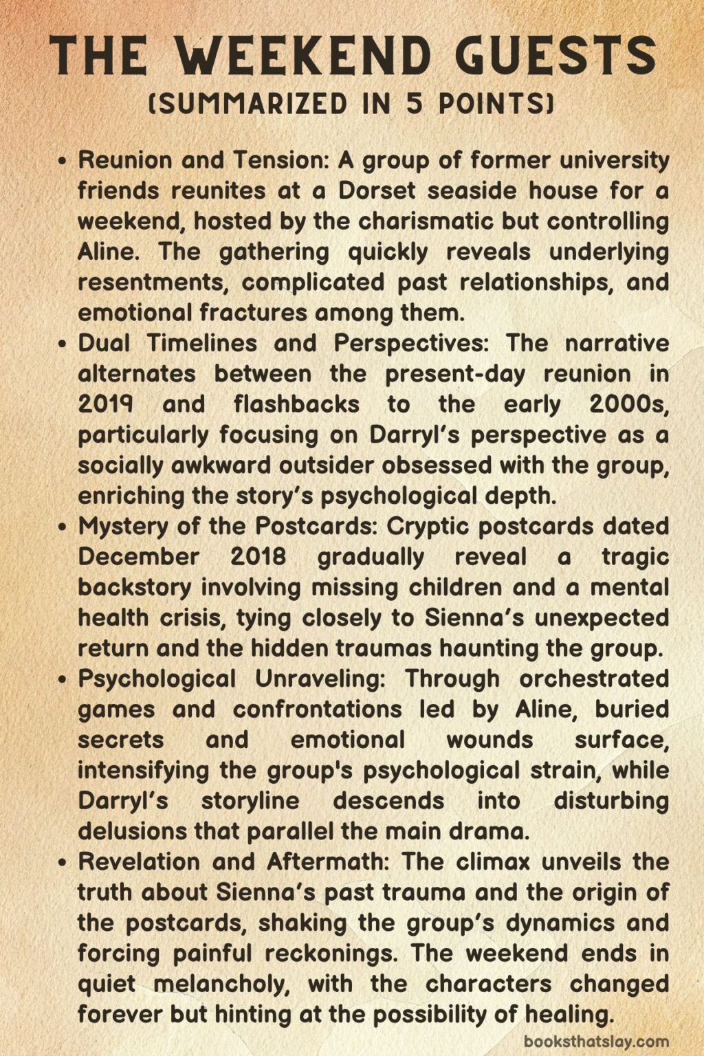 The Weekend Guests Summary, Characters and Themes