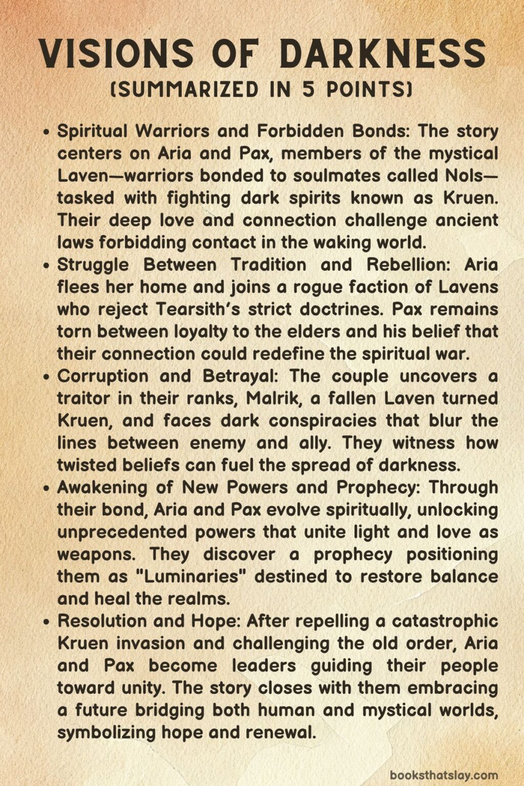 Visions of Darkness Summary, Characters and Themes