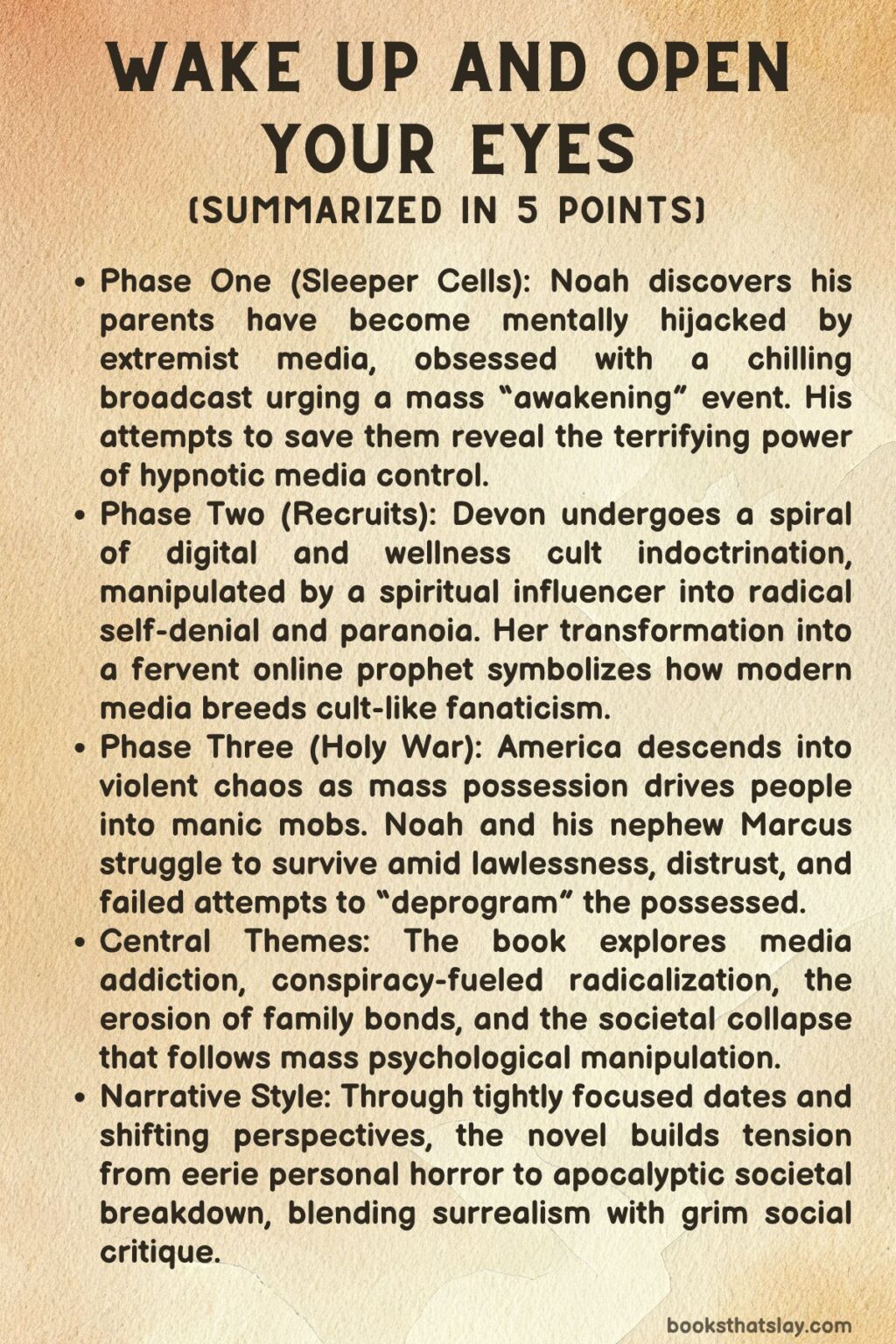 Wake Up and Open Your Eyes Summary, Characters and Themes