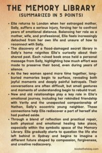 The Memory Library Summary, Characters and themes