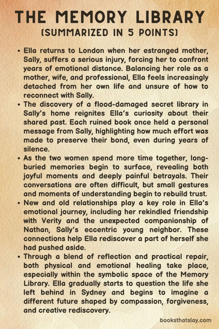 The Memory Library Summary, Characters and themes