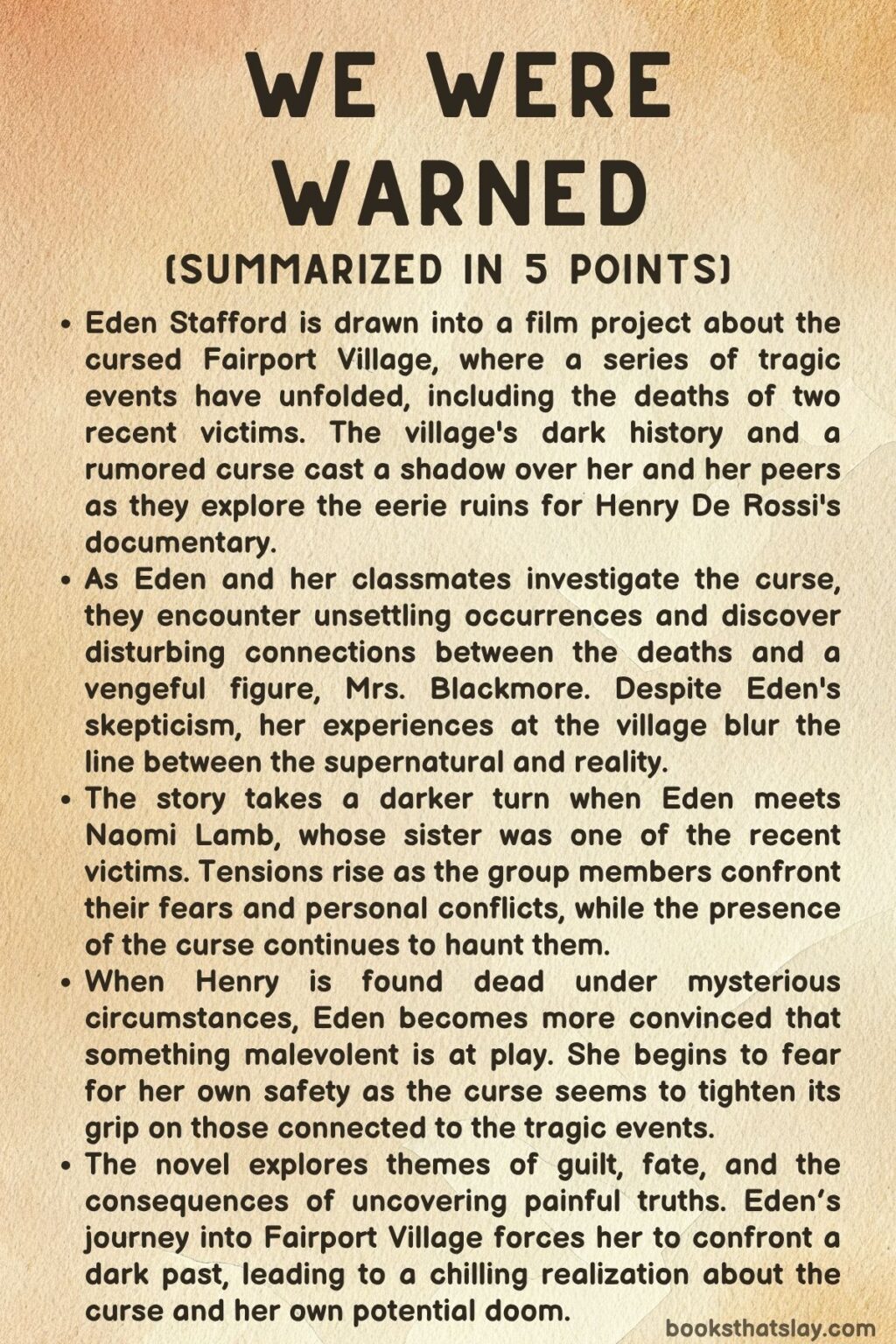 We Were Warned Summary, Characters and Themes