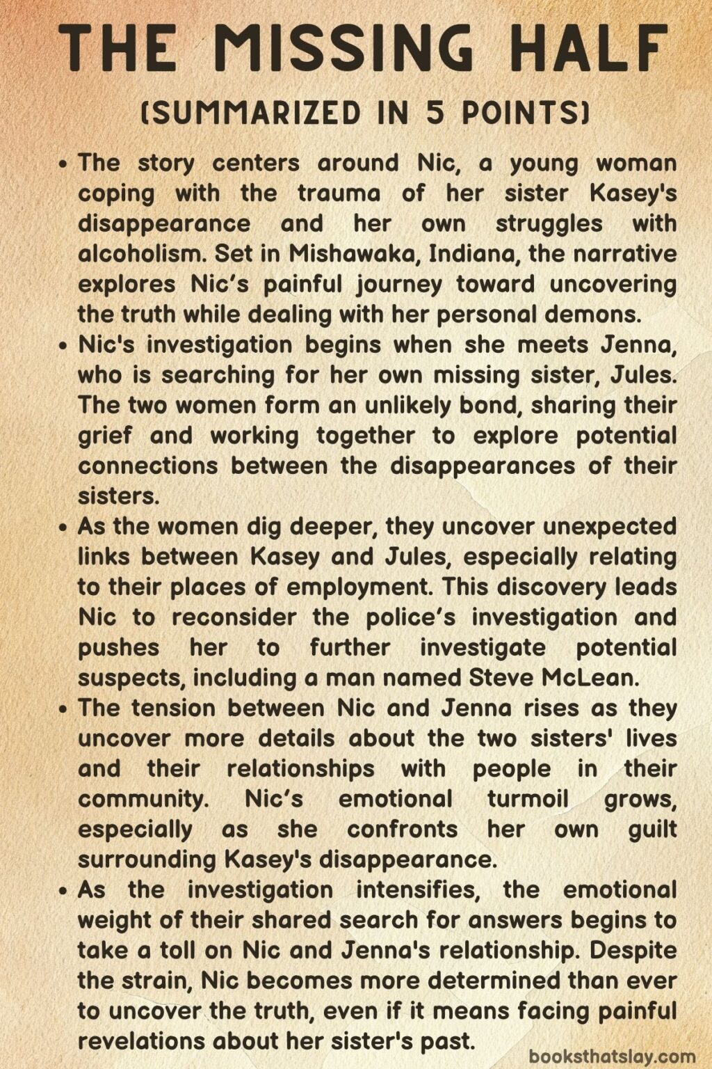 The Missing Half Summary, Characters and Themes