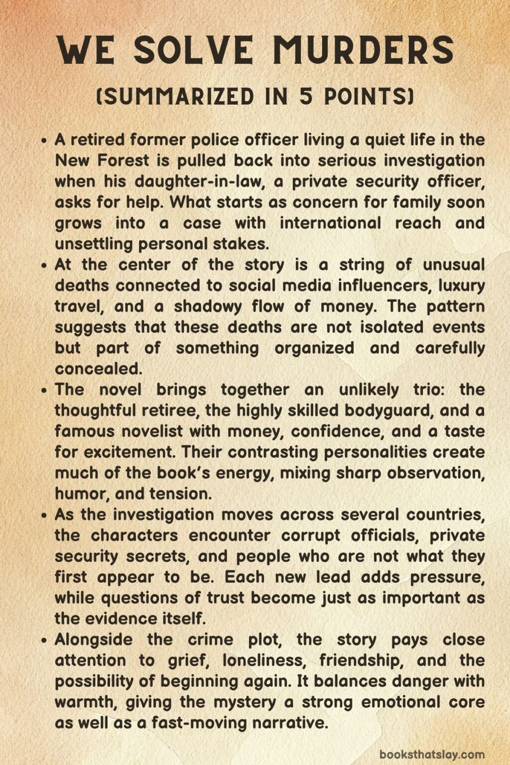 We Solve Murders Summary, Characters and Themes