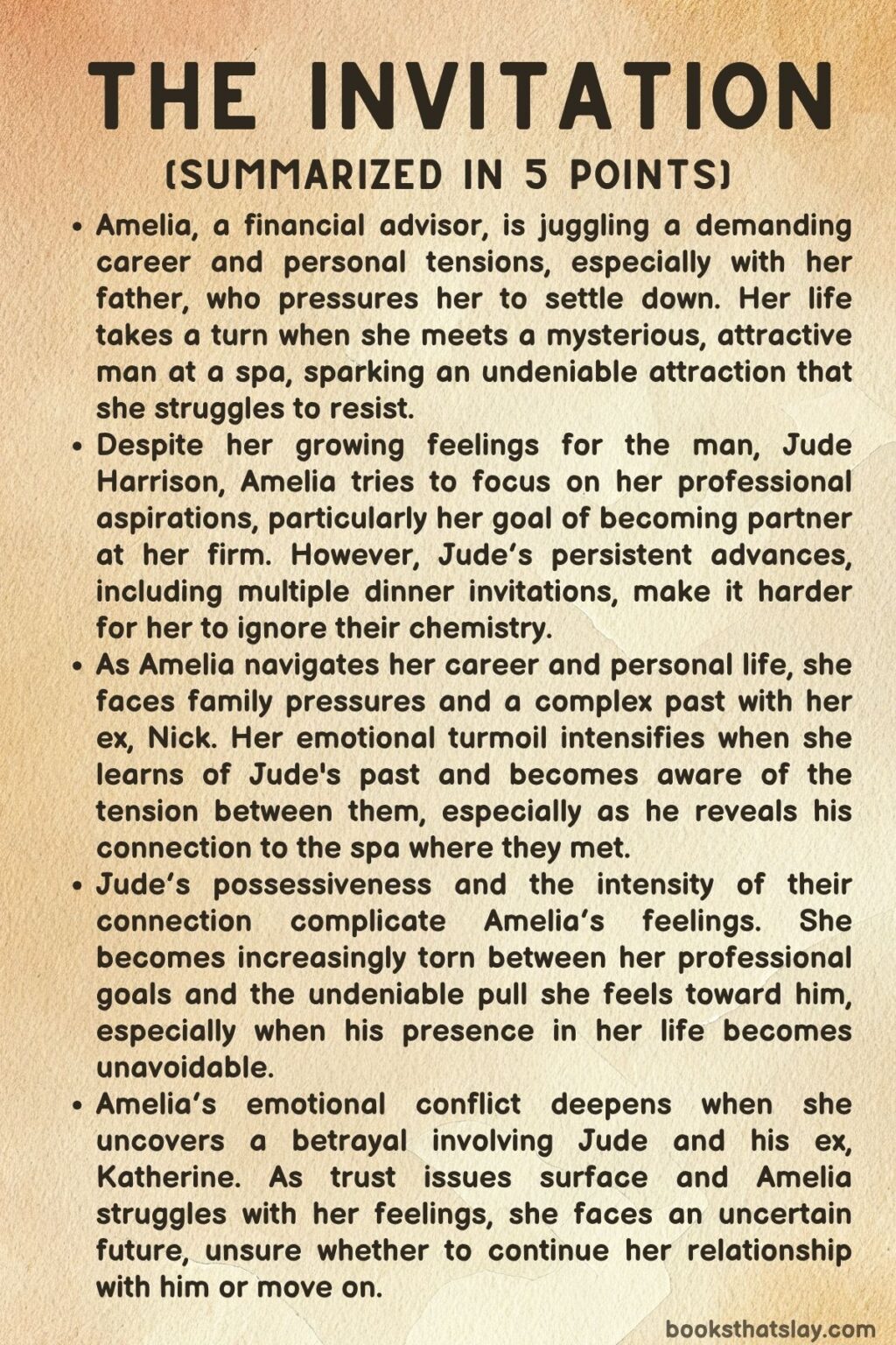 The Invitation Summary, Characters and Themes | Jodi Ellen Malpa