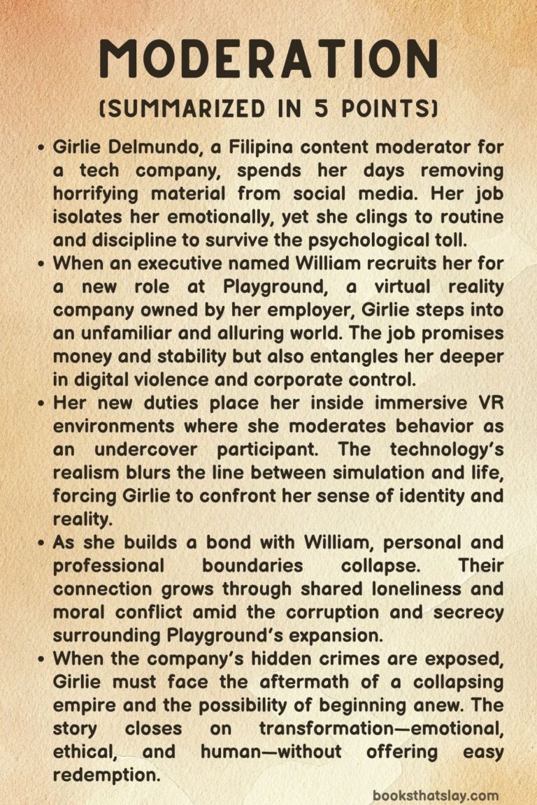 Moderation by Elaine Castillo Summary, Characters and Themes