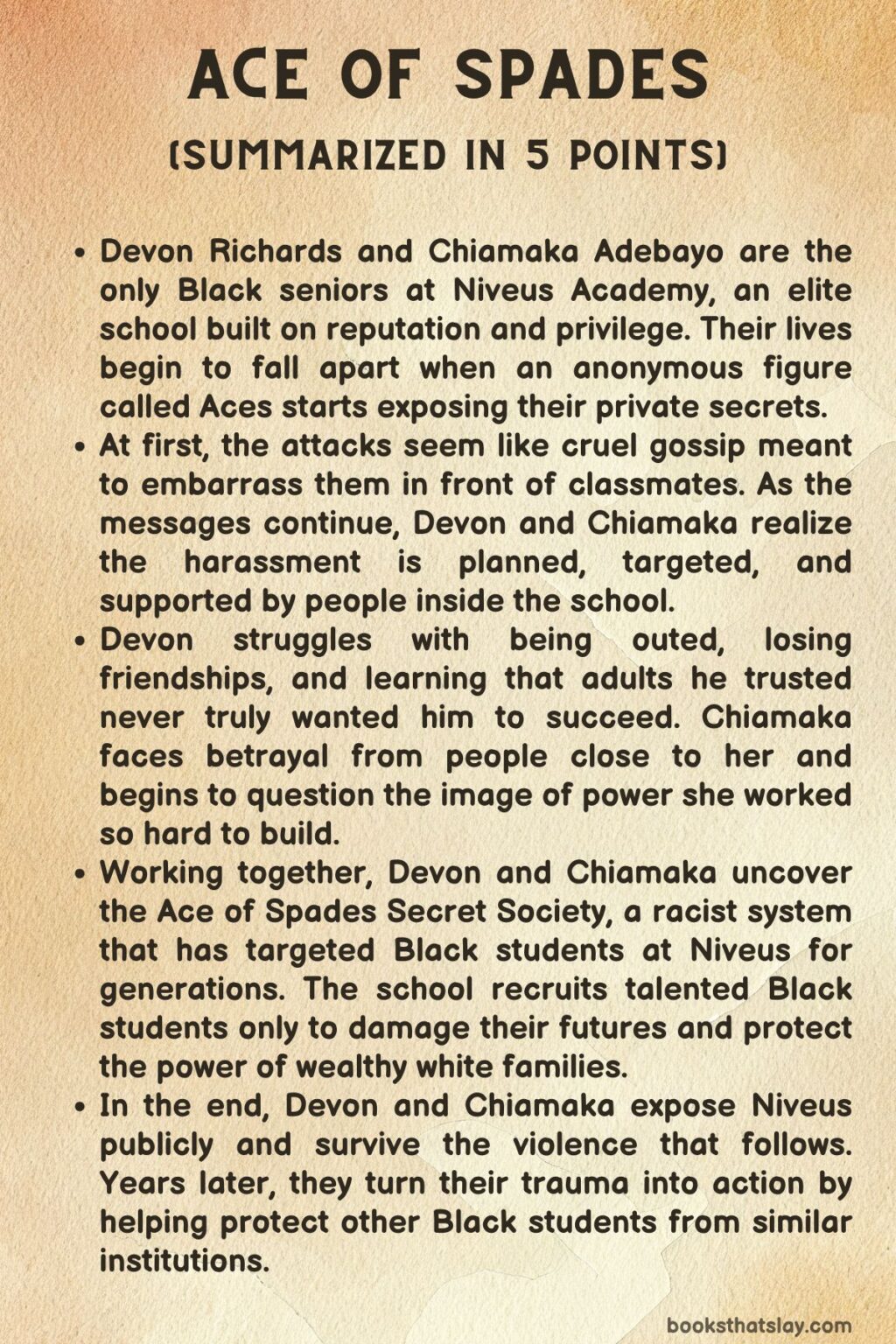 Ace of Spades Summary, Characters and Themes