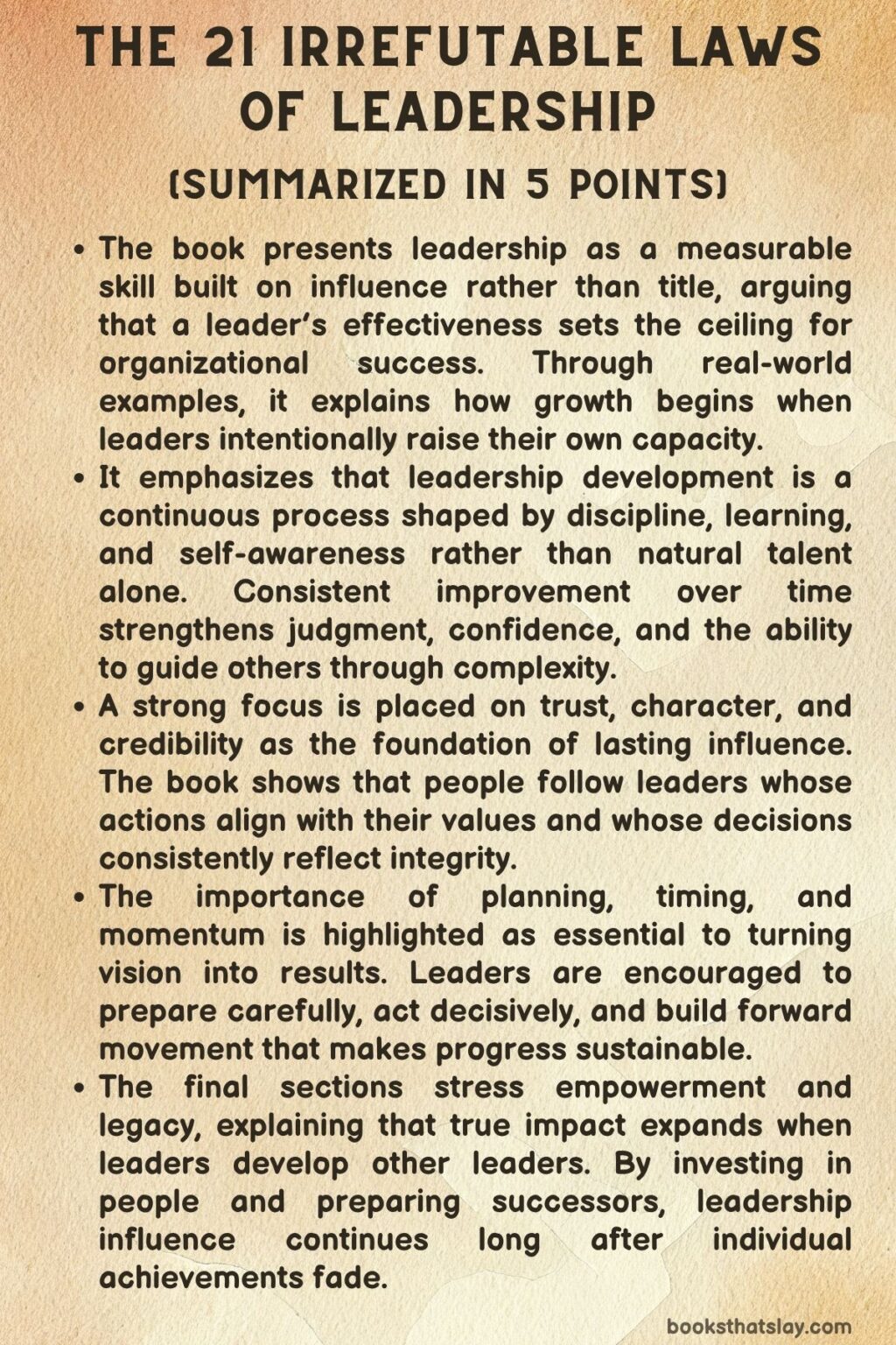 The 21 Irrefutable Laws of Leadership Summary and Analysis